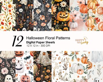 Halloween Seamless Digital Pattern, Watercolour Style Ghosts Digital ...