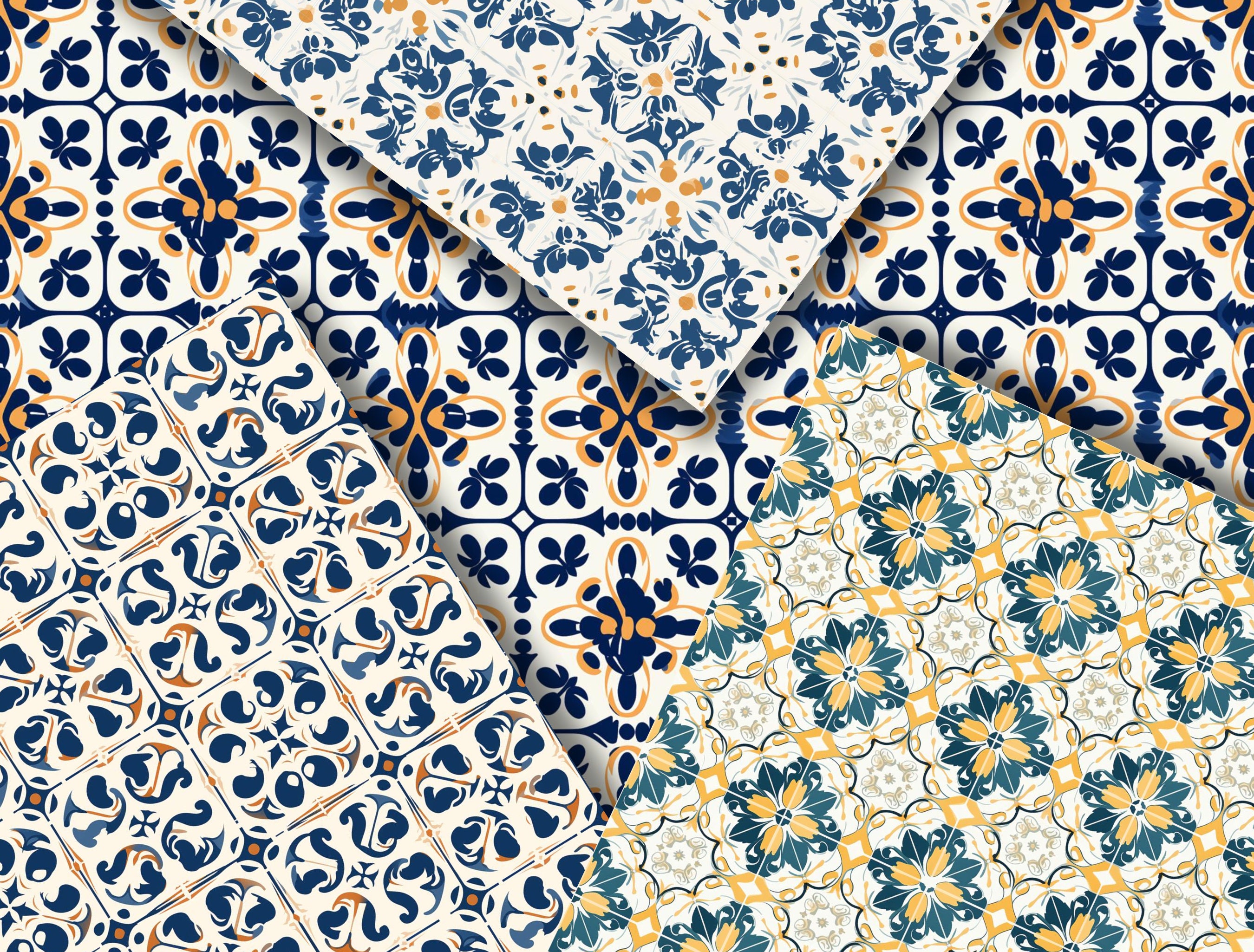 Italian Tile Seamless Pattern, Traditional Tile Patterns Digital Paper ...