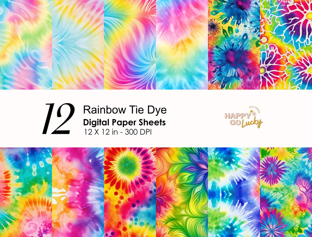 Rainbow Tie Dye Seamless Digital Pattern, Hippie Digital Paper ...