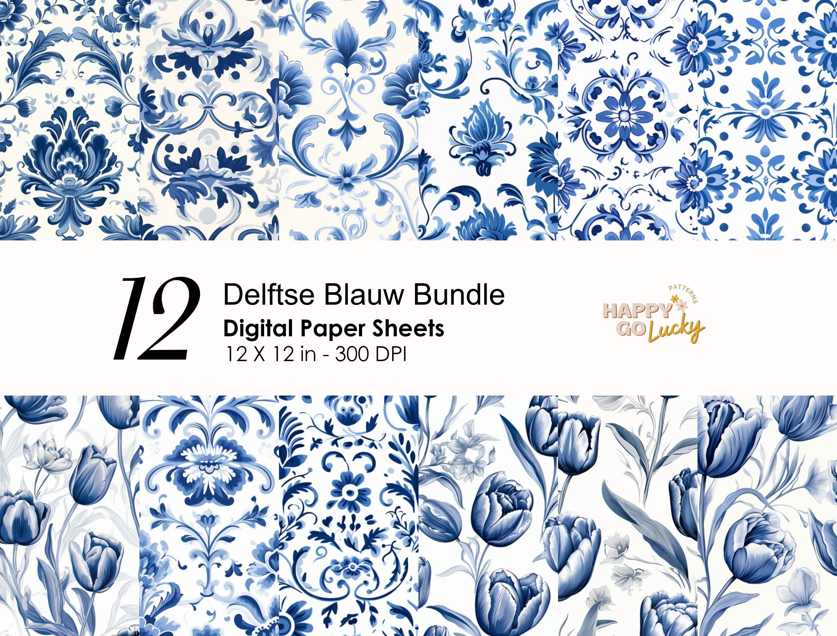 Delftse Blauw Seamless Pattern, Traditional Dutch Digital Paper, Tulip ...