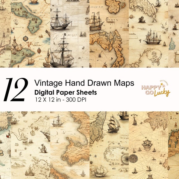 Old Hand Drawn Maps - Etsy