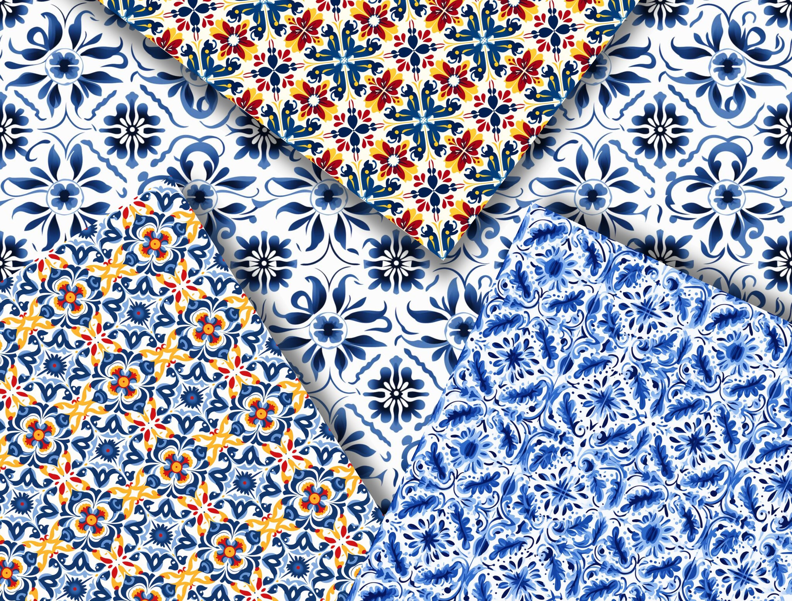 Portuguese Tile Seamless Pattern, Traditional Patterns Digital Paper ...