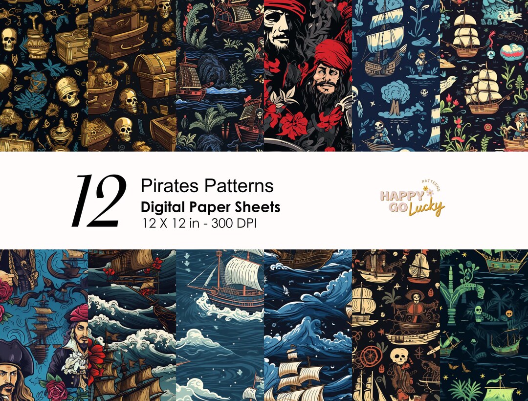 Pirates of the Carribean Seamless Digital Pattern, Ship Digital Paper ...