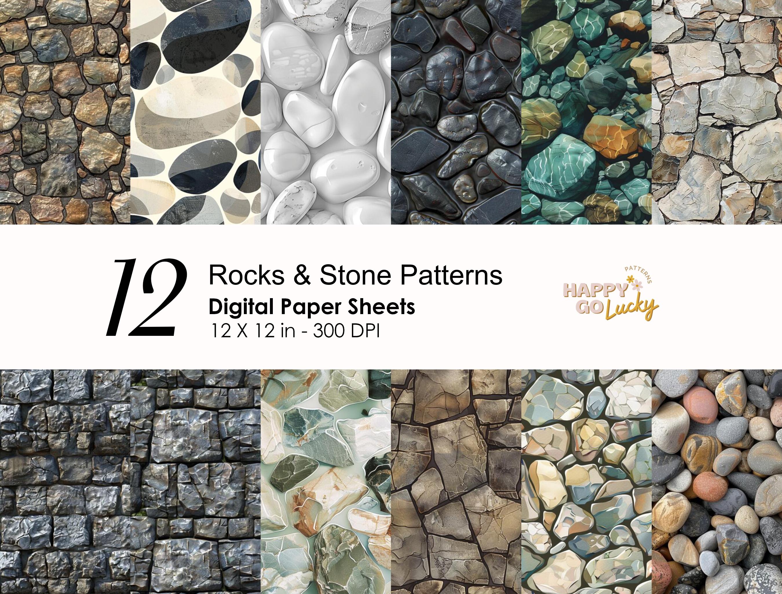 Rocks and Stones Seamless Pattern, Nature Digital Paper, River Rock ...