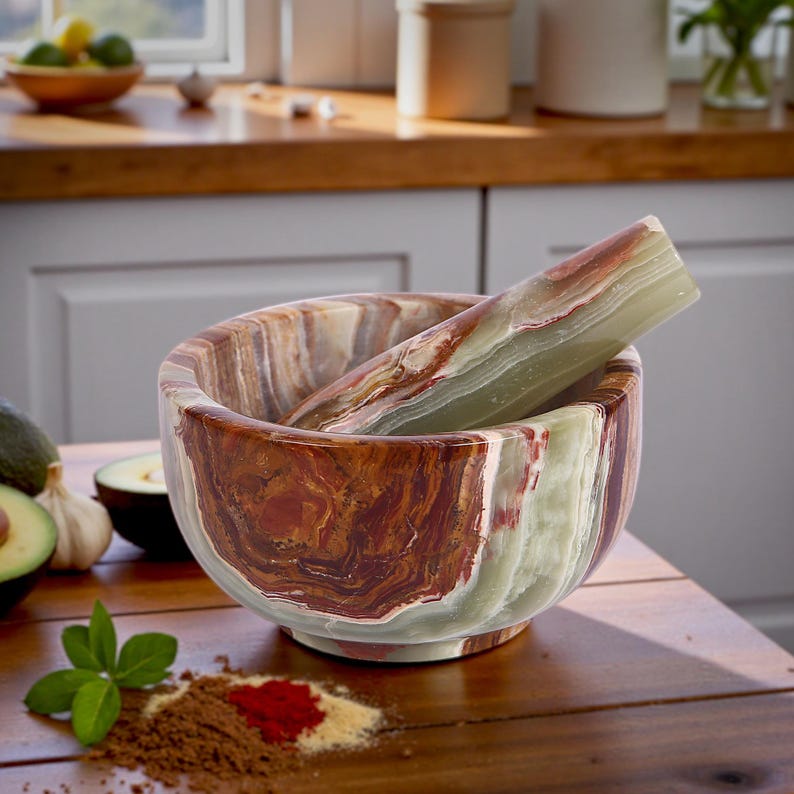 Marble Pepper Grinding Bowl | Onyx Marble Mortar and Pestle | Stone ...