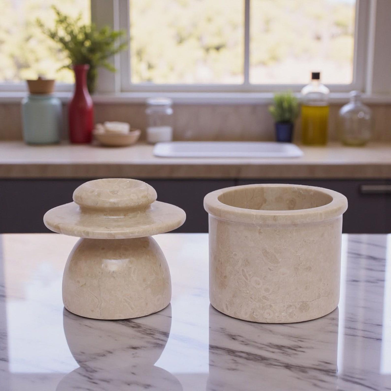 Marble Butter Keeper: Handmade Butter Crock, Stone Kitchen Accessories ...