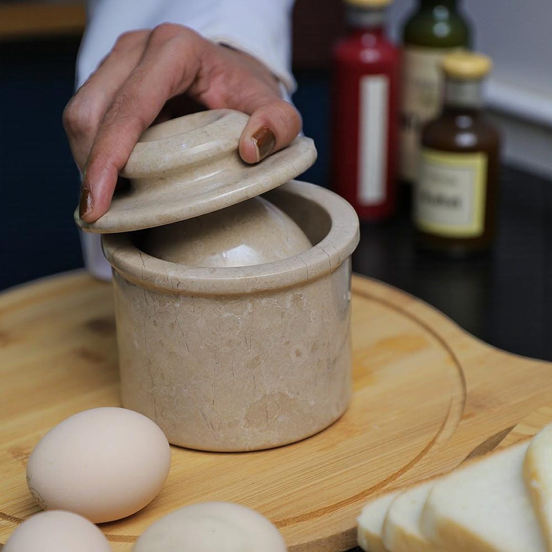 Marble Butter Keeper: Handmade Butter Crock, Stone Kitchen Accessories ...