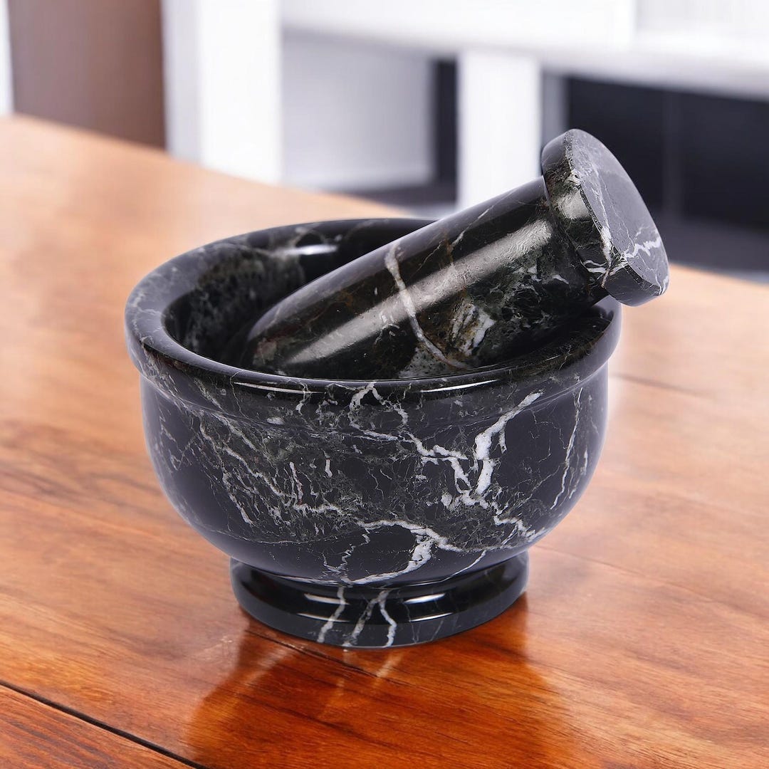 Marble Grinding Bowl, Marble Mortar and Pestle Set, Herb Grinder ...