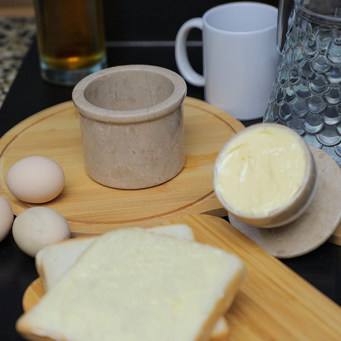 Marble Butter Keeper: Handmade Butter Crock, Stone Kitchen Accessories ...