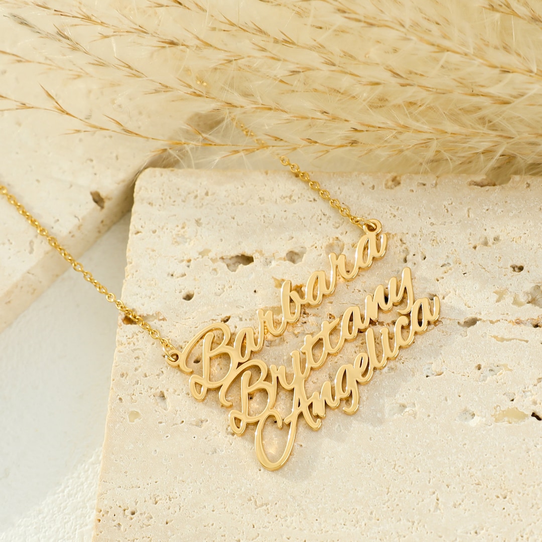 Custom Three Name Necklace,personalized Three Name Necklace,multiple ...