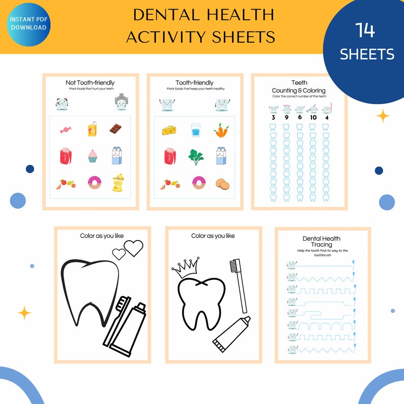 Dental Health Activity Sheets for Kids Activity Game for Children ...