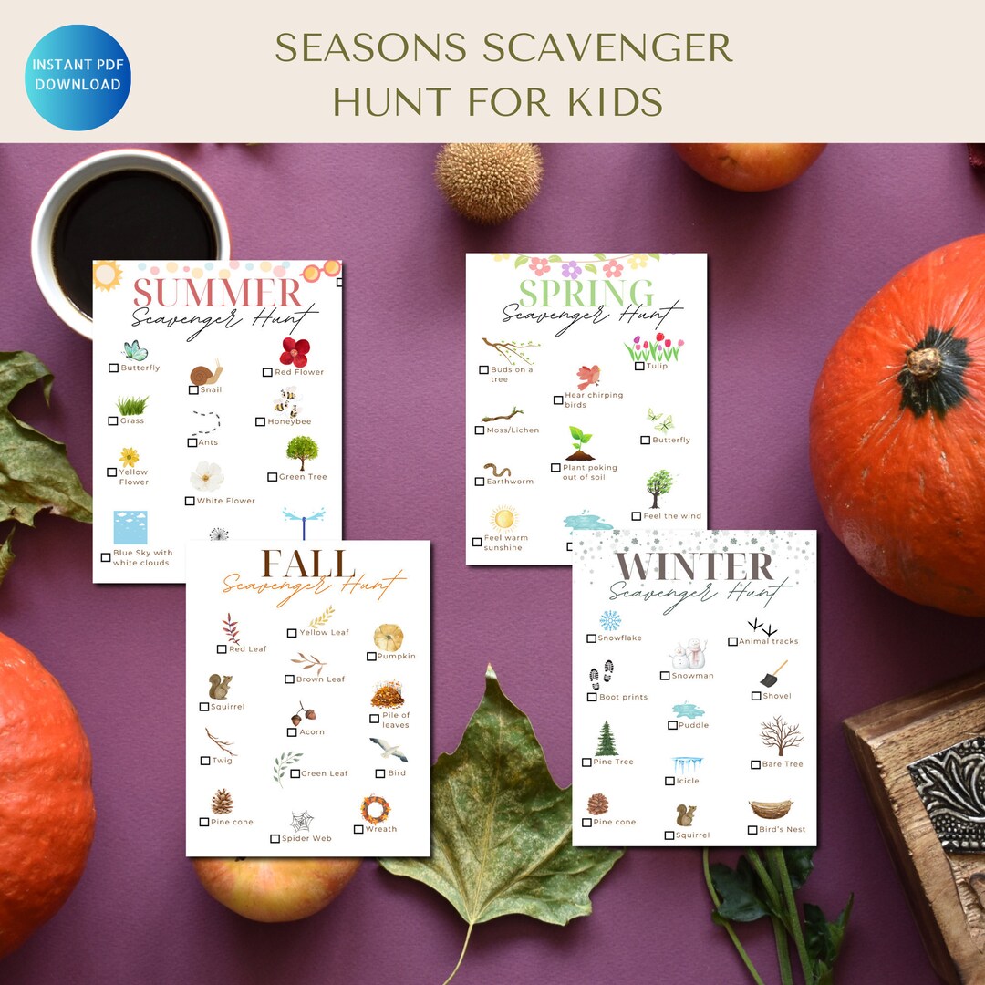 All Seasons Scavenger Hunt for Kids Activity Game for Children Toddler ...