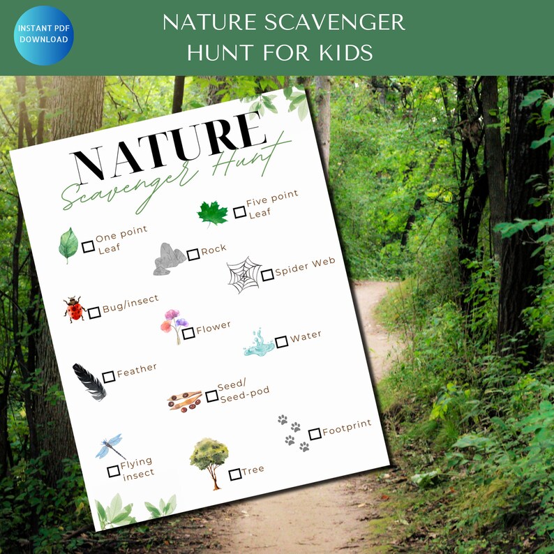 Nature Scavenger Hunt for Kids Activity Game for Children Toddler and ...