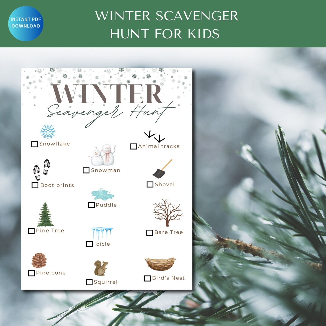 Winter Scavenger Hunt for Kids Spring Activity for Children Toddler ...