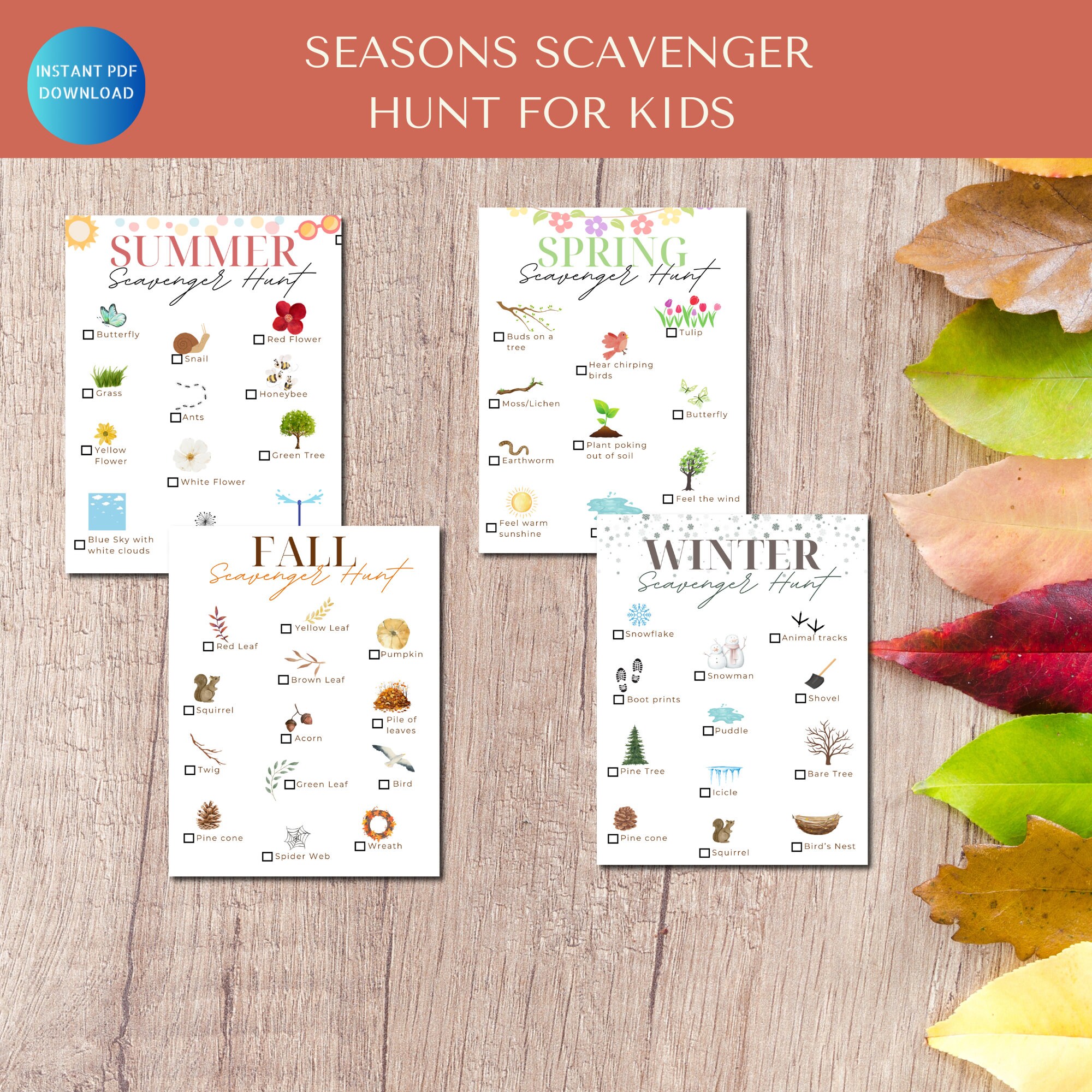 All Seasons Scavenger Hunt for Kids Activity Game for Children Toddler ...