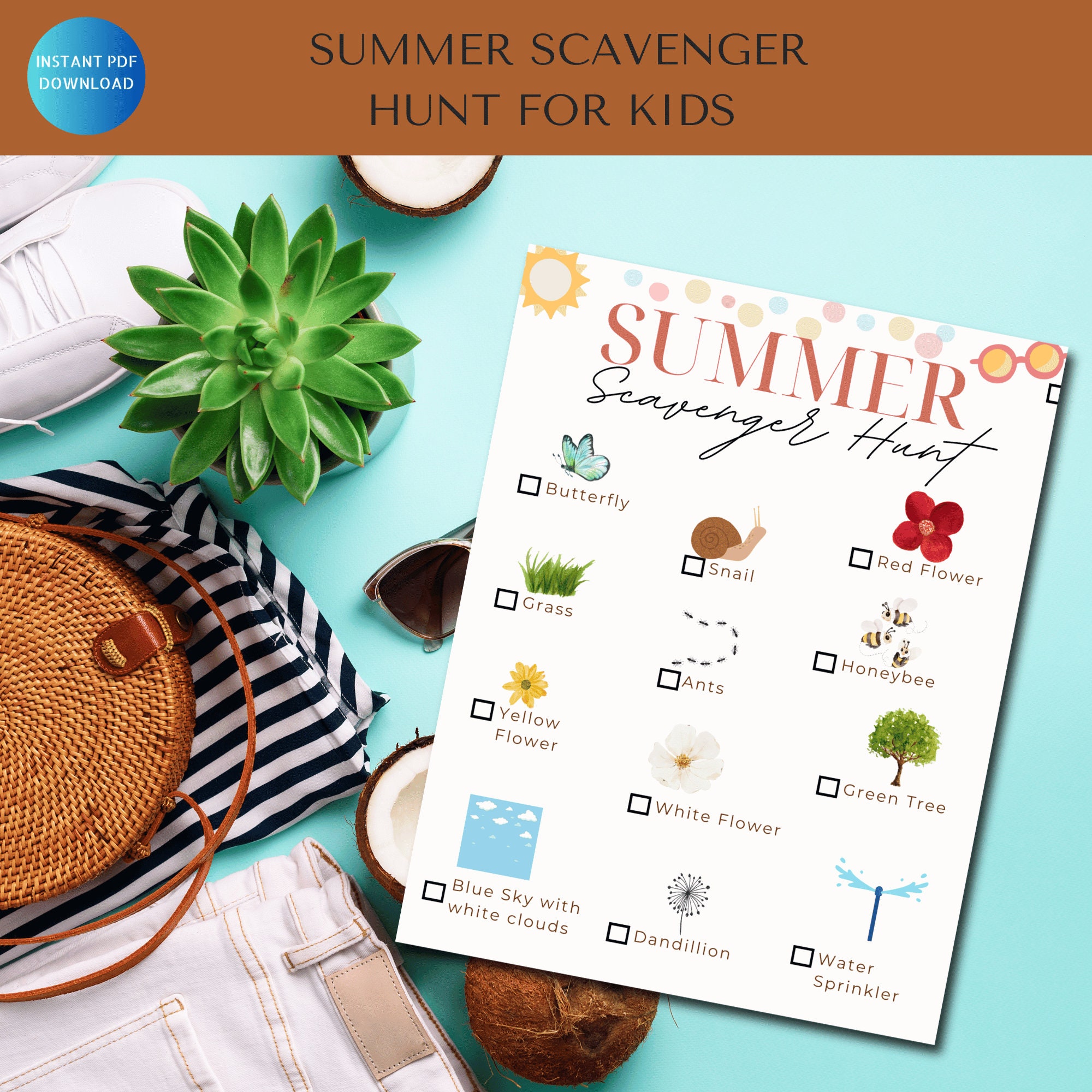 Summer Scavenger Hunt for Kids Summer Activity Game for Children ...