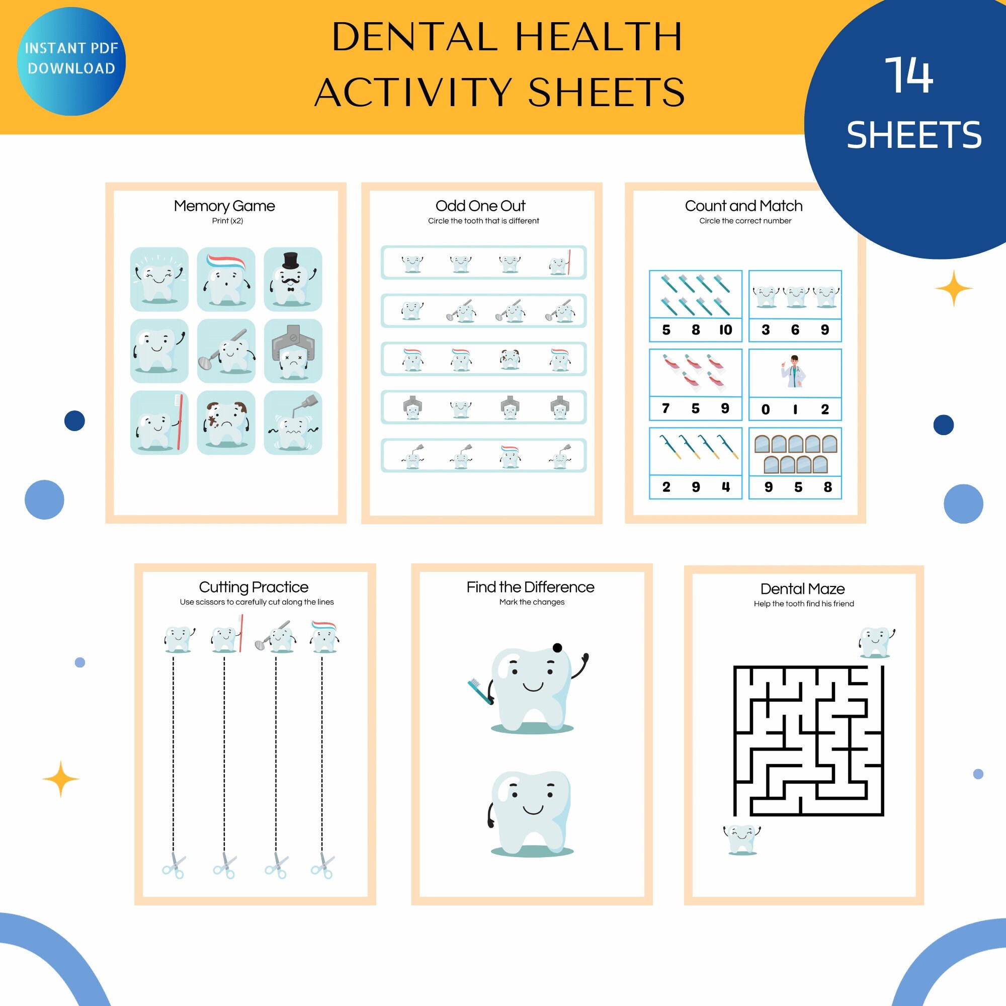 Dental Health Activity Sheets for Kids Activity Game for Children ...
