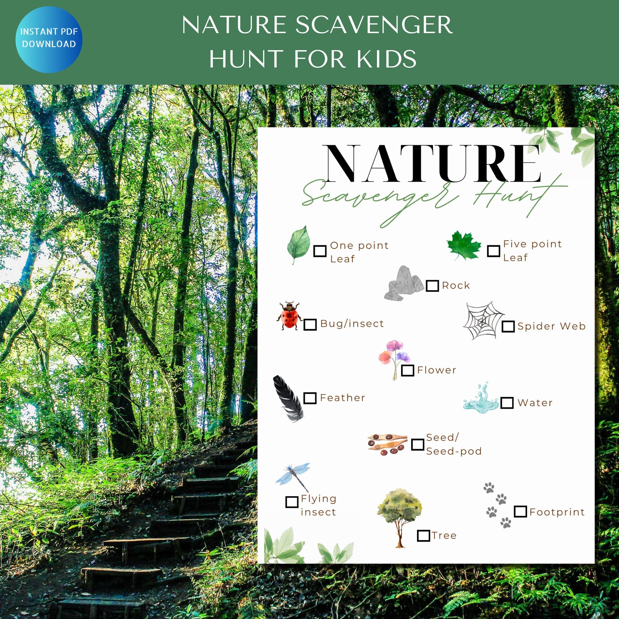 Nature Scavenger Hunt for Kids Activity Game for Children Toddler and ...