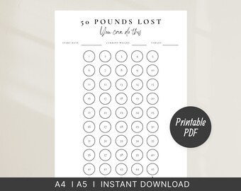 Weight Loss Tracker, 50 Lbs, Weightloss Journal, 50 Pound Lost ...