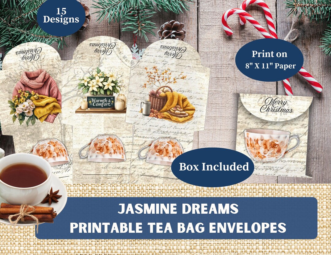 Jasmine Tea Bag Envelopes Digital Download - Teacher Gift, Coworker ...