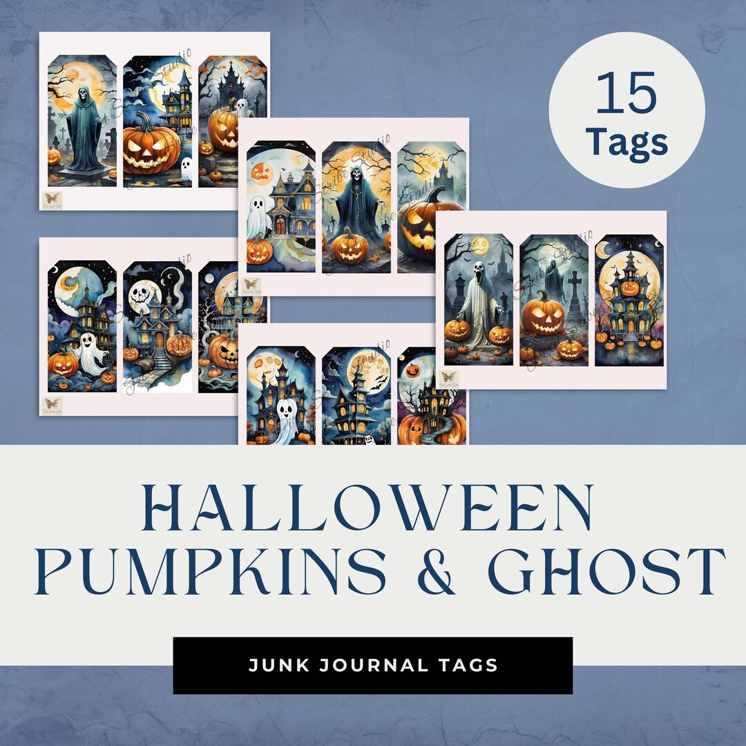 Printable Halloween Ghosts, Pumpkins, and Spooky Houses Gift Tags Junk ...