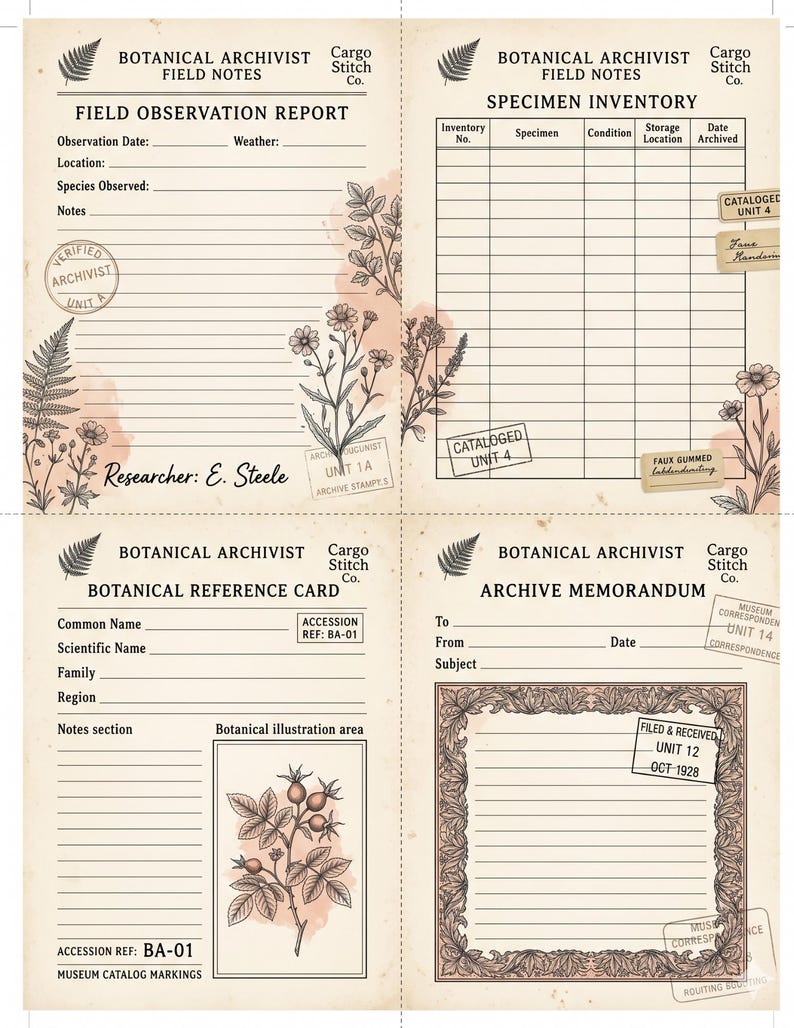 Peach Botanical Archivist Field Notes Collection | Printable Journal ...