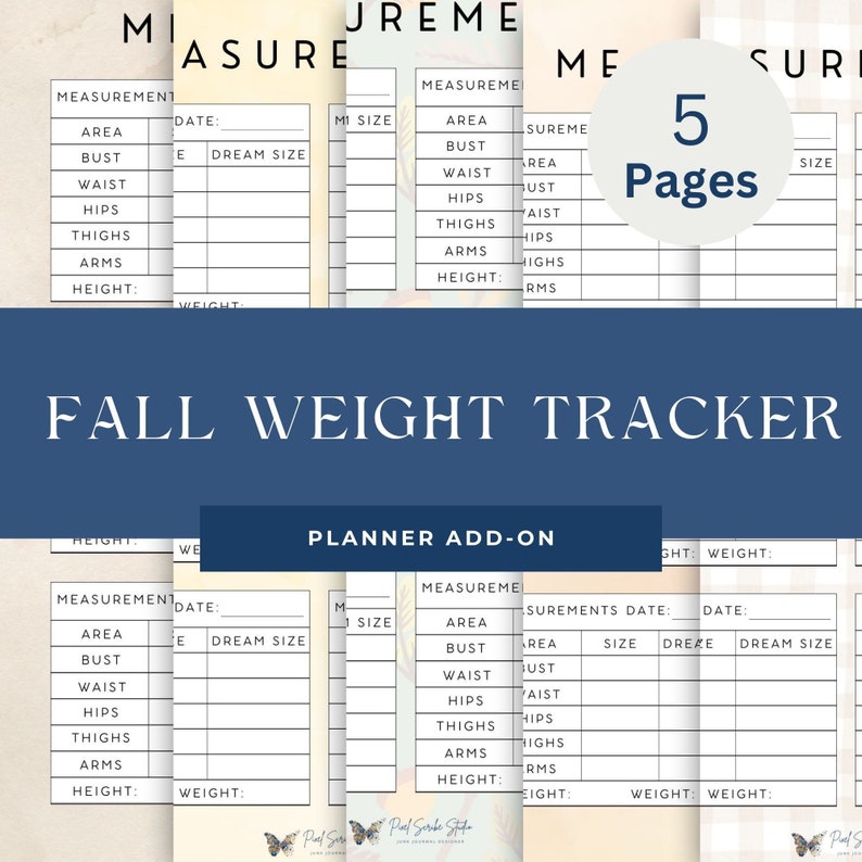 Fall Themed Body Measurement Tracker, Dieting History, Goals Achieved ...