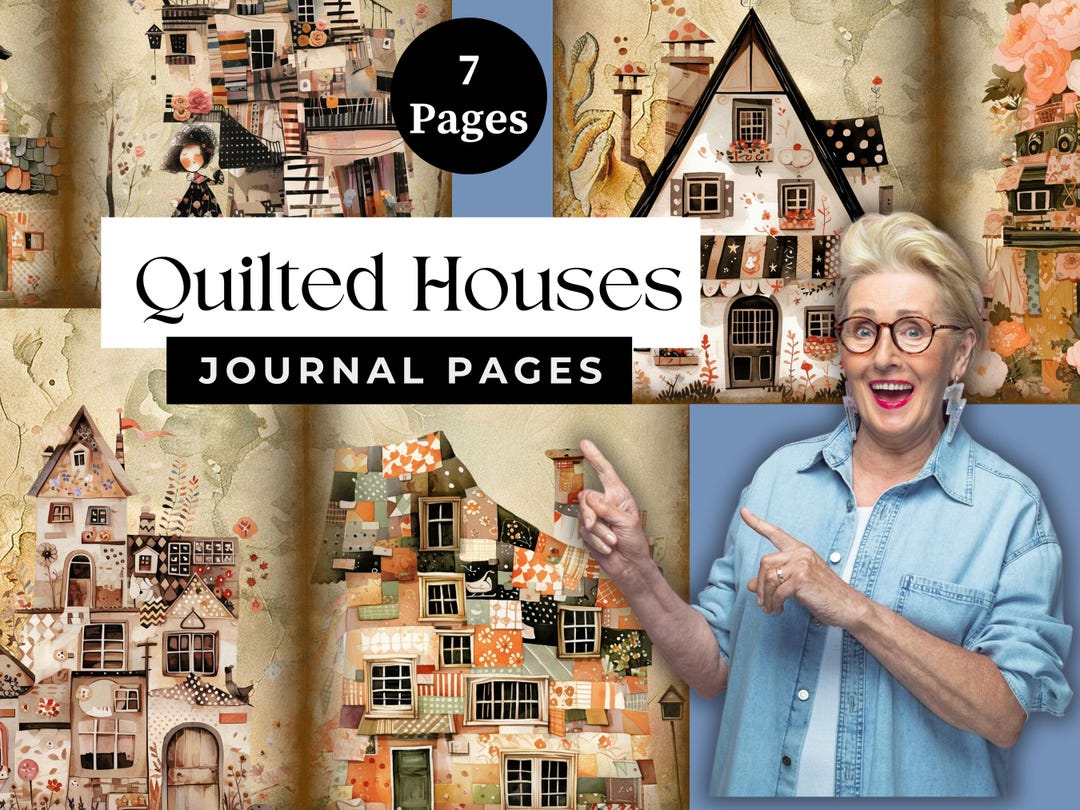 Quilted Houses Journal Pages| Patchwork | Gift for Her | Digital ...