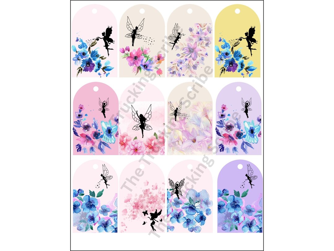 Printable Fairies Gift Tags for Junk Journals Digital Download, Luggage ...