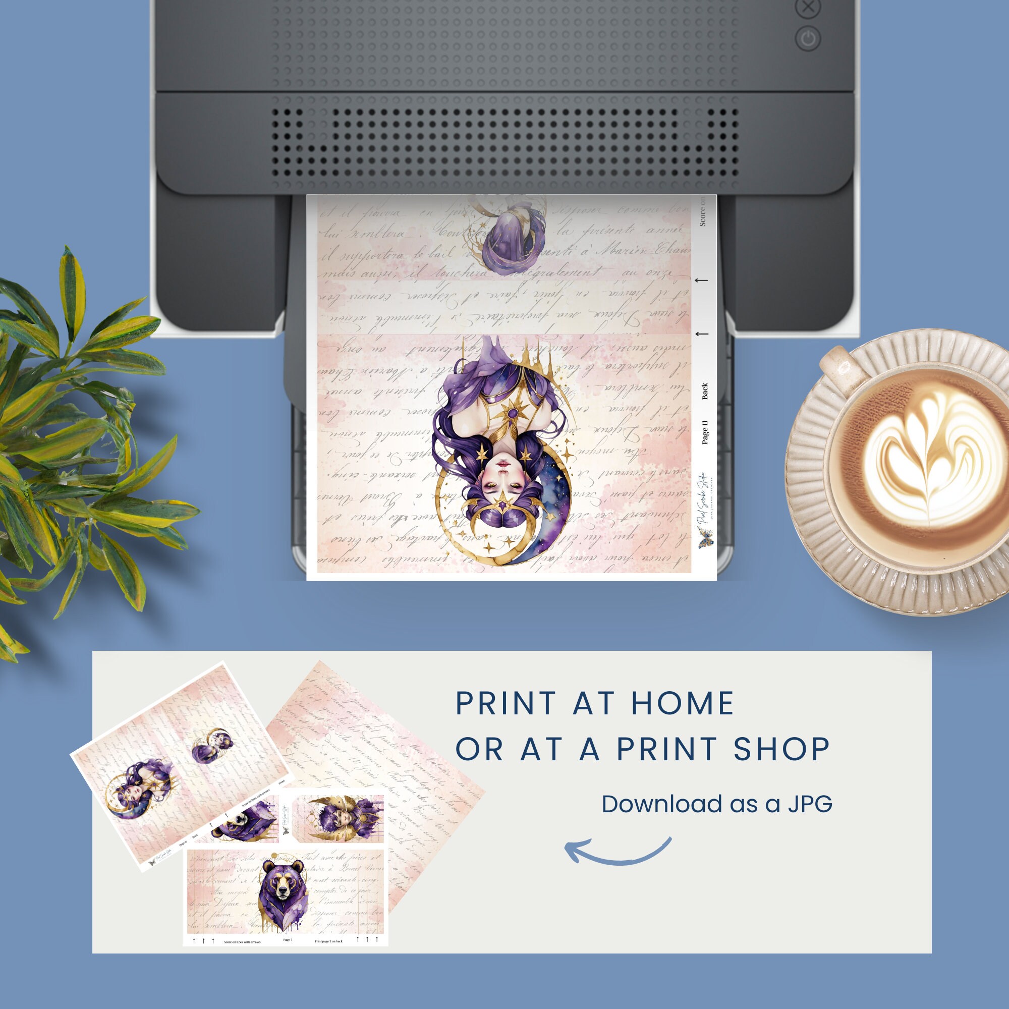 Kintsugi Purple Fairies Accordion File Folder Collection - Digital ...