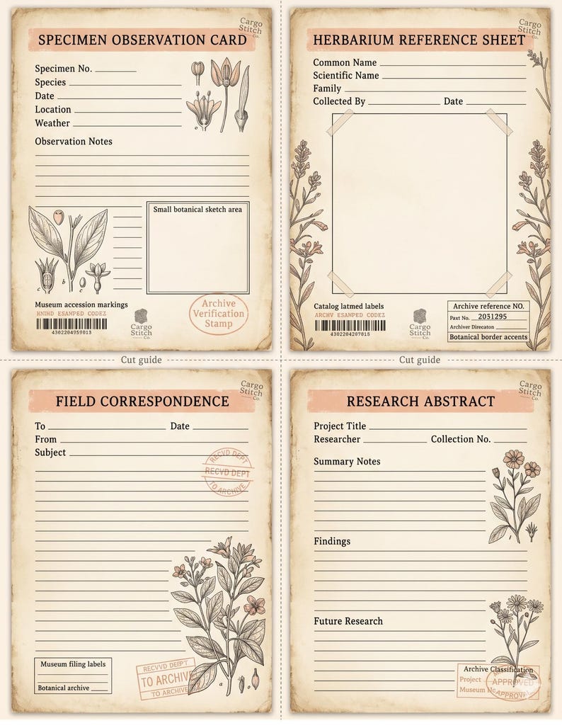 Peach Botanical Archivist Field Notes Collection | Printable Journal ...