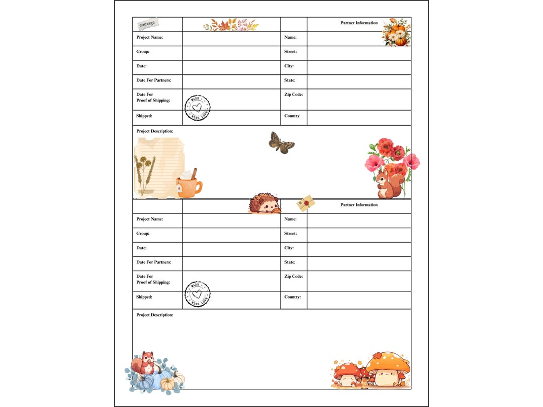 Printable Swap Tracker – Facebook Swaps & Journaling Trades, Happy Mail ...