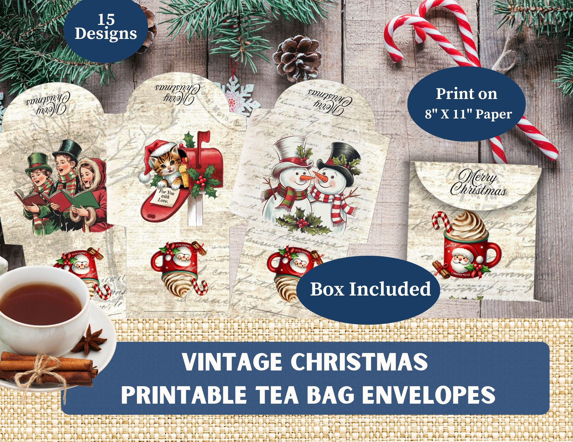 Vintage Christmas Tea Bag Envelopes | Printable Holiday Ephemera, Mini ...