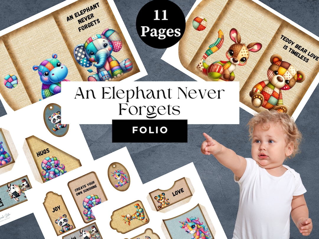 An Elephant Never Forgets Quilted Stuffed Animal Folio | Patchwork Junk ...