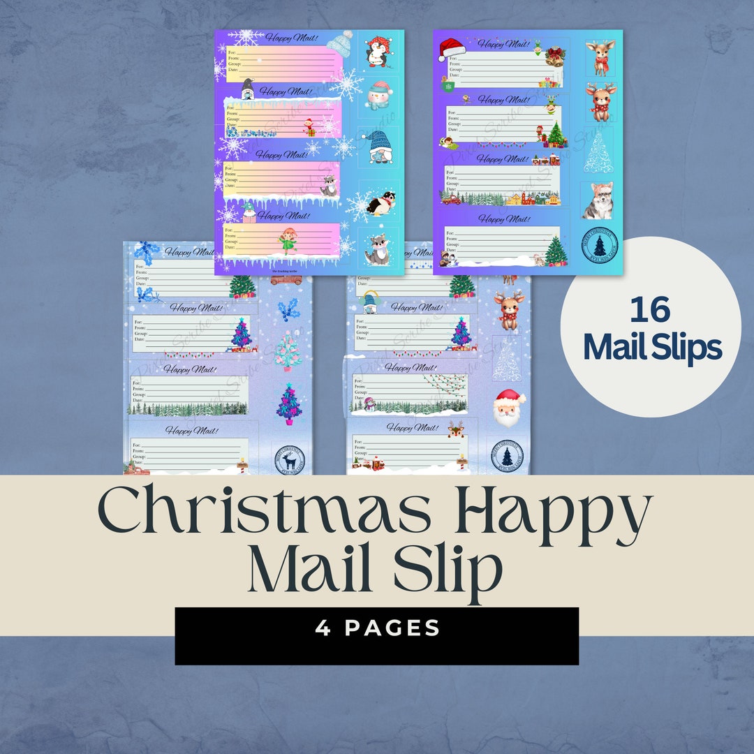 Christmas Happy Mail Printable Note Cards - 16 Festive Swap Slips for ...