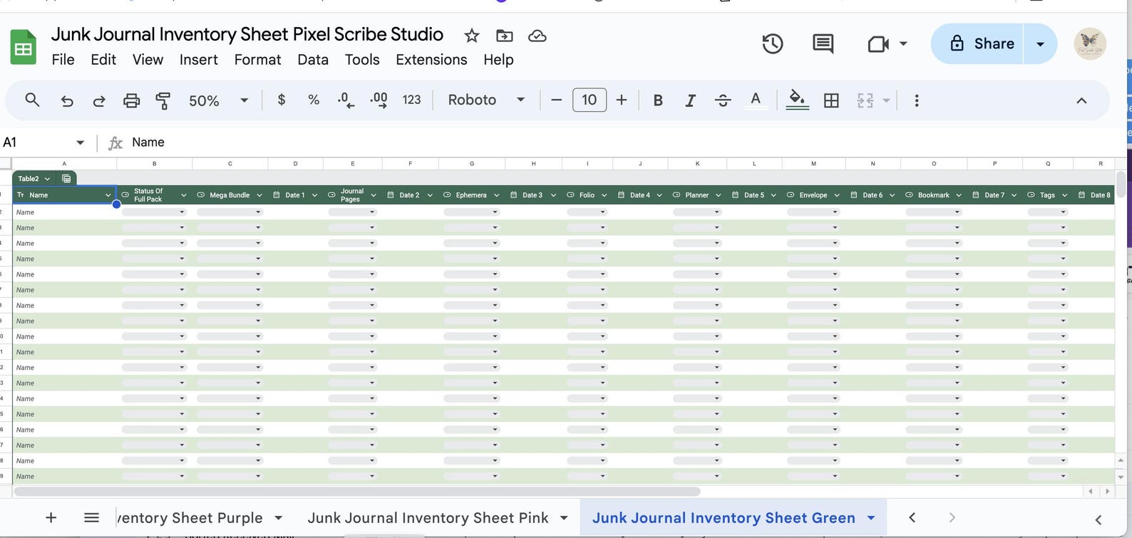 Junk Journal Product Tracker – Editable Google Sheets Product Inventory ...