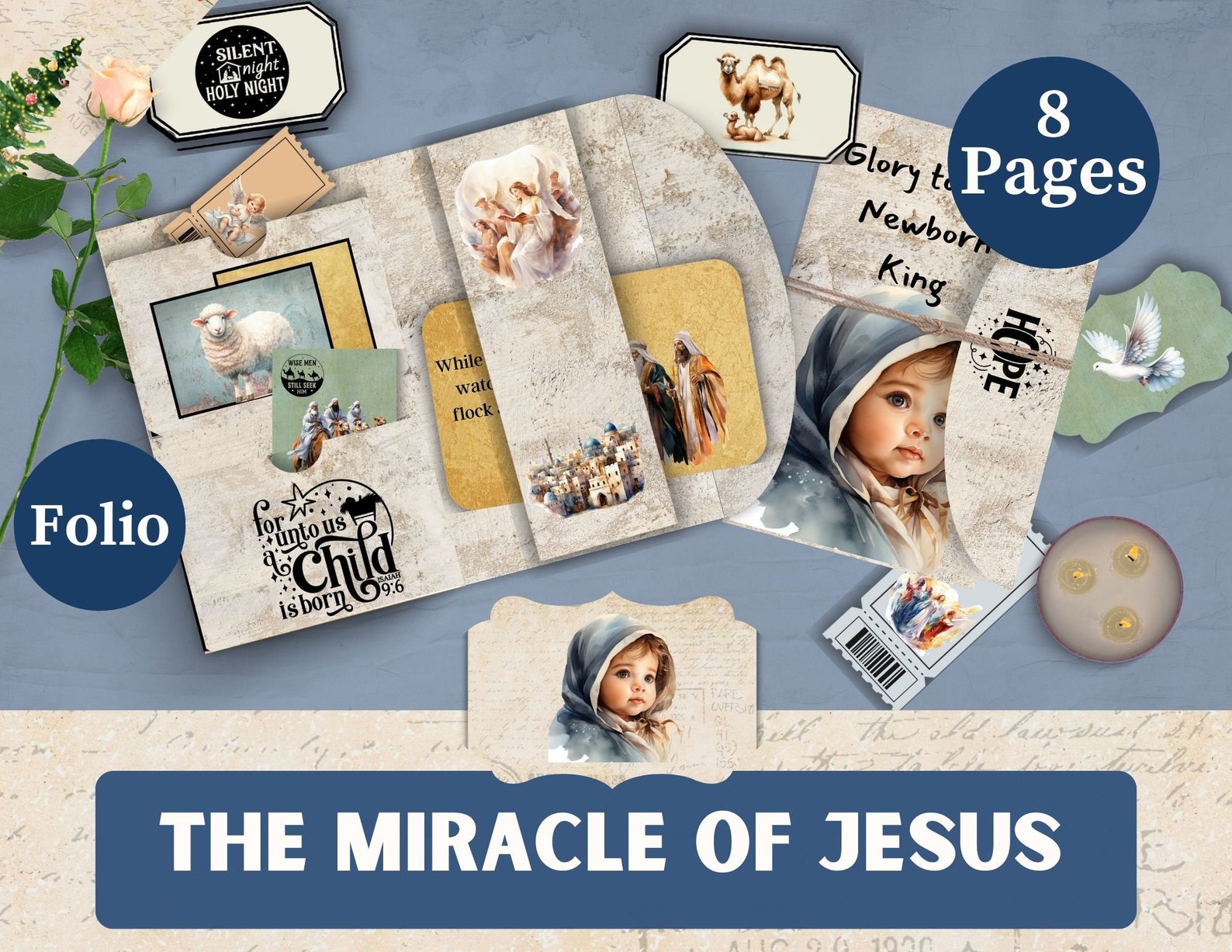 The Miracle of Jesus Folio Junk Journal, Gift for Her, Epherma ...
