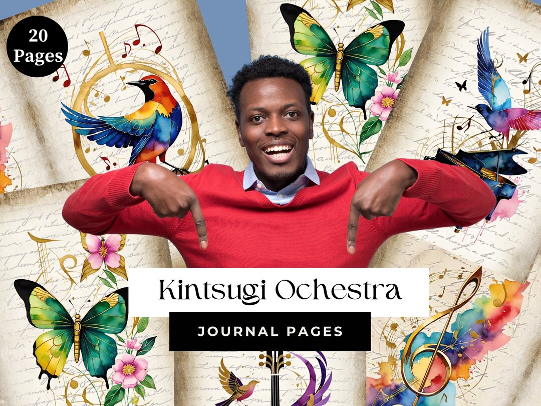 Kintsugi Orchestra Junk Journal Pages Collection, Musical Instruments ...