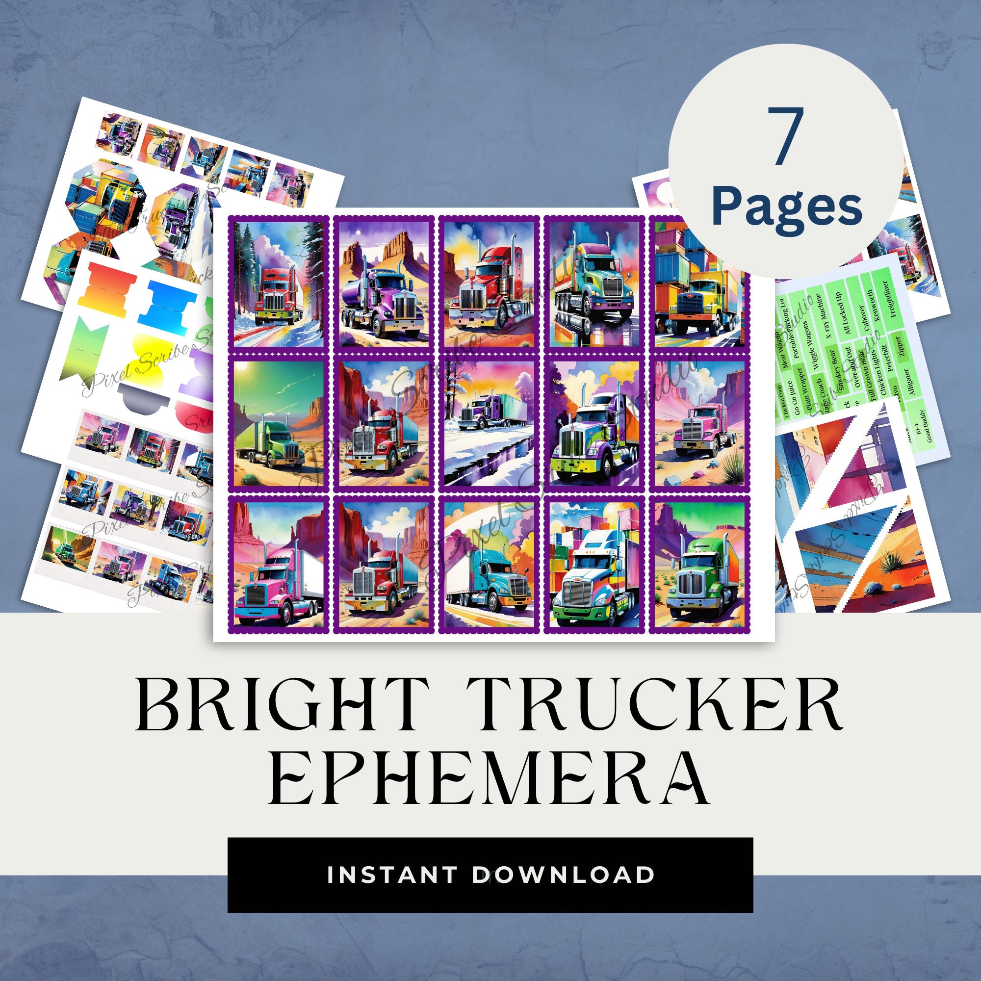Truck Driver Junk Journal Ephemera, A Gift for A Truck Driver, Instant ...