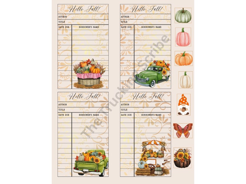 Printable Personalized Hello Fall Library Cards Digital Download ...