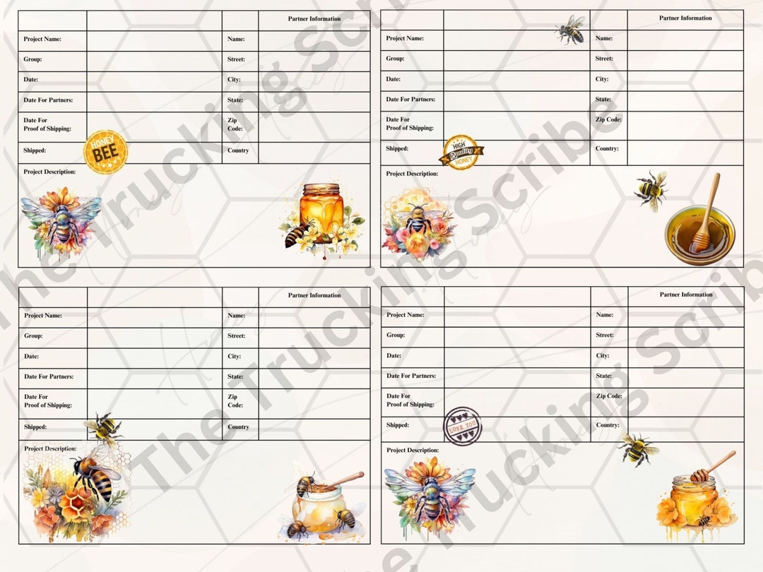 Honey Bee Swap Tracker Digital Download Craft Record Keeper - Etsy