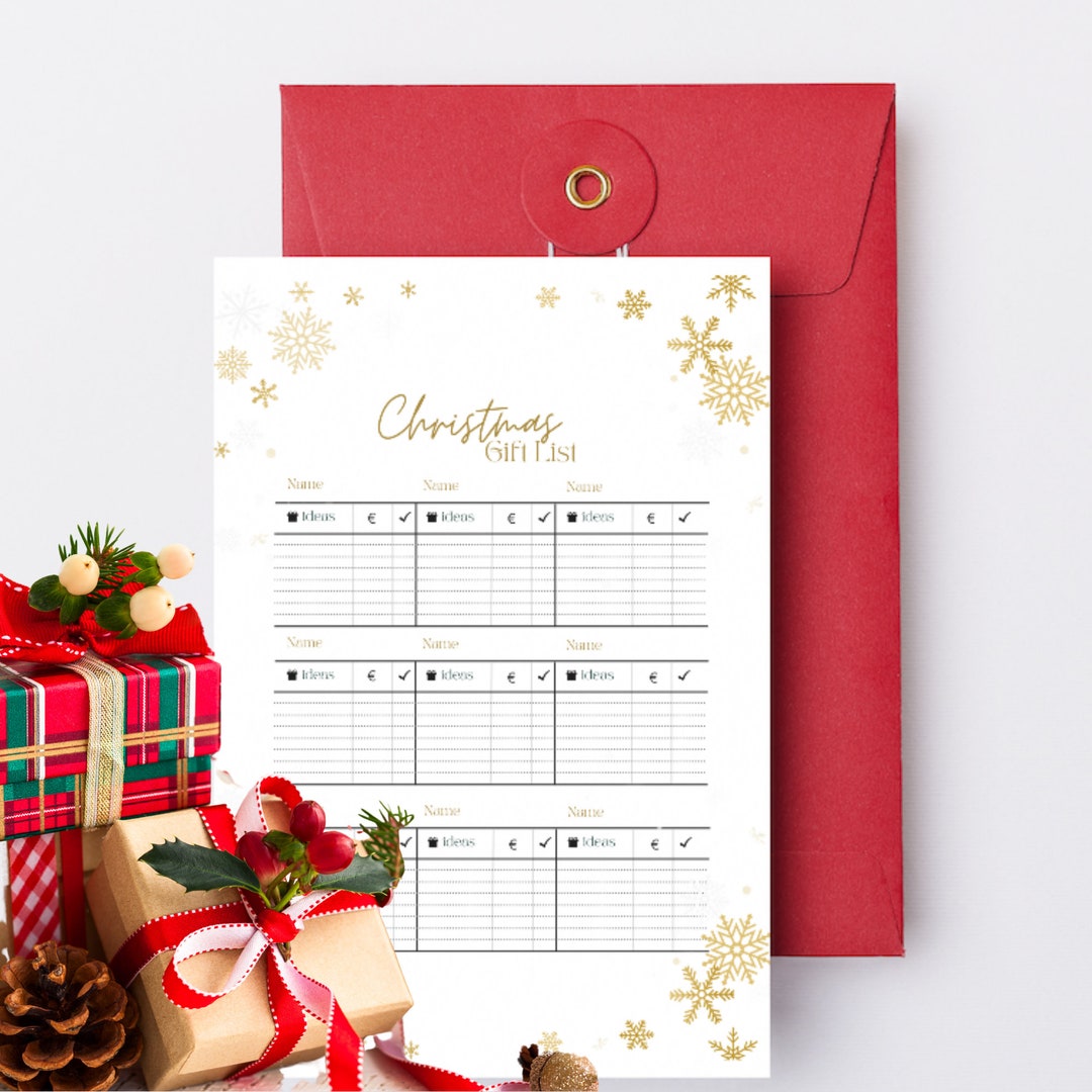 Christmas Gift Planner Christmas List Gift Planner Printable Instant ...