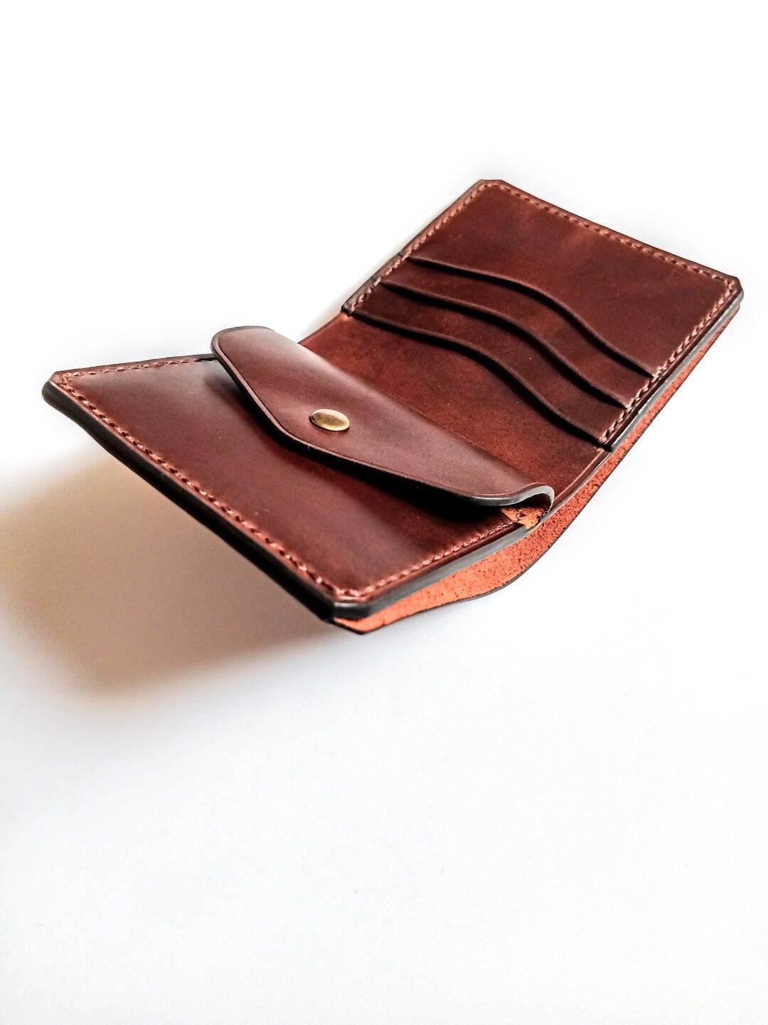 Brown Leather Wallet Vertical Cards With Coin Pocket Horween Chromexcel ...