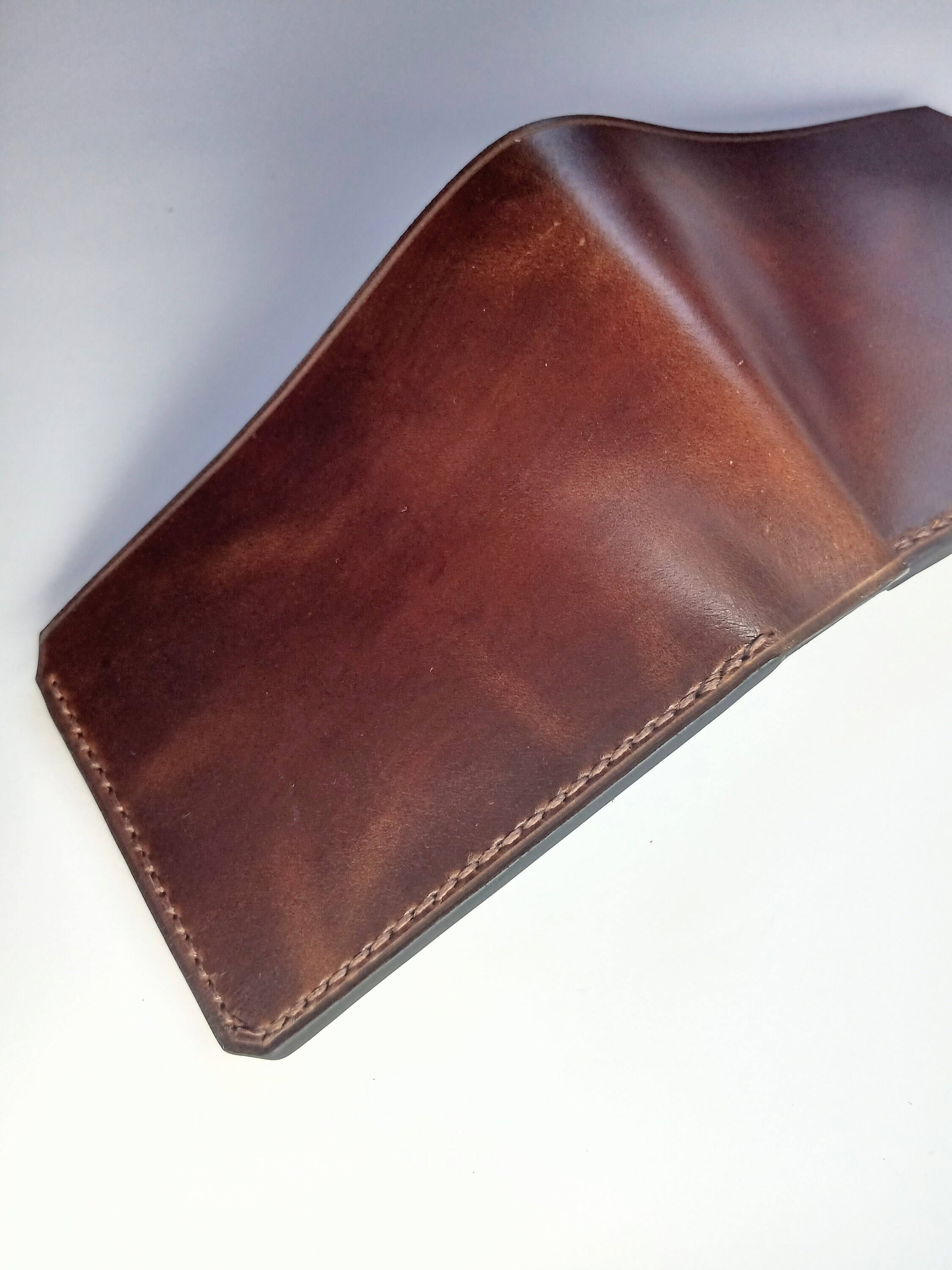 Full Grain Horween Leather 6 Cards Wallet, Hand-stitched Needlepoint ...