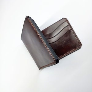 Full Grain Horween Leather 6 Cards Wallet, Hand-stitched Needlepoint ...