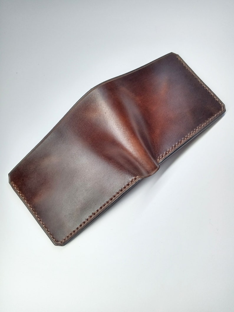 Full Grain Horween Leather 6 Cards Wallet, Hand-stitched Needlepoint ...