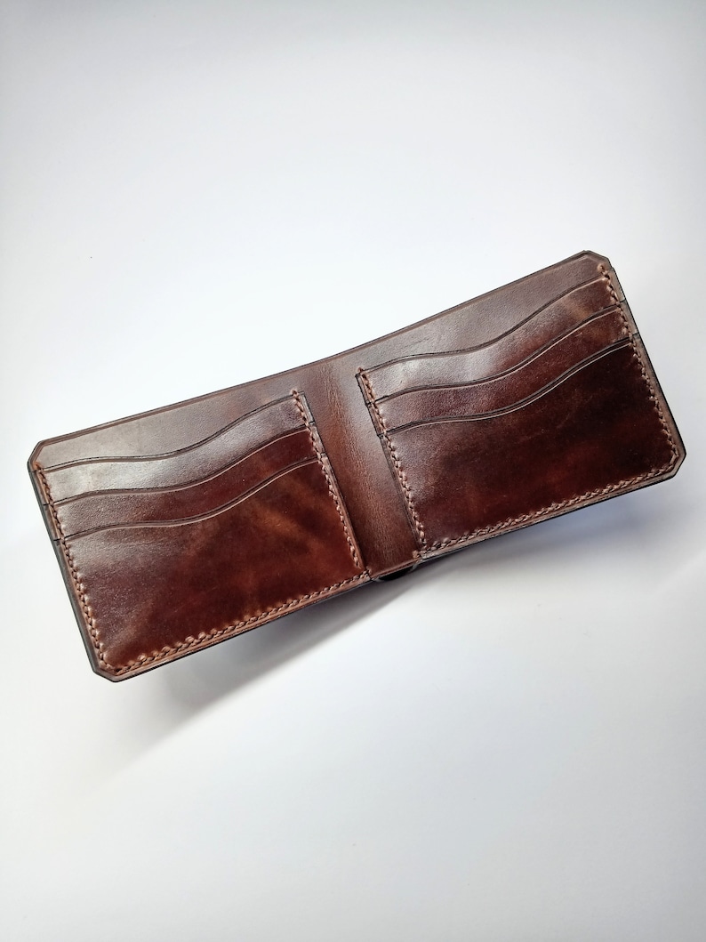 Full Grain Horween Leather 6 Cards Wallet, Hand-stitched Needlepoint ...