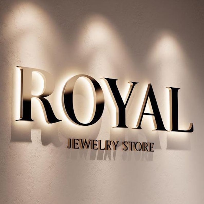 Custom Metal Backlit Sign for Wall, Custom 3D Backlit Logo Business ...