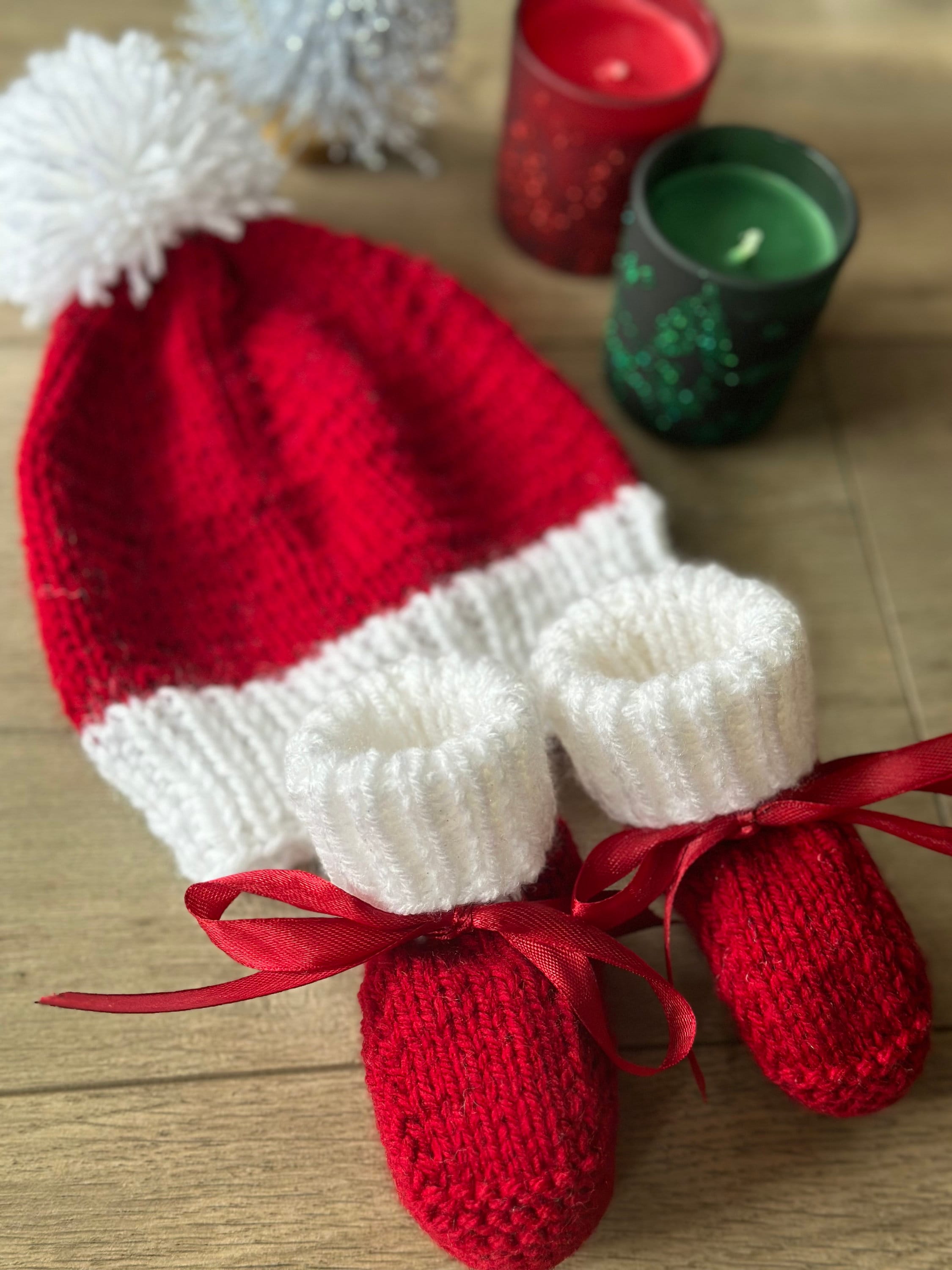 Christmas Baby Booties and Beanie Set - Etsy