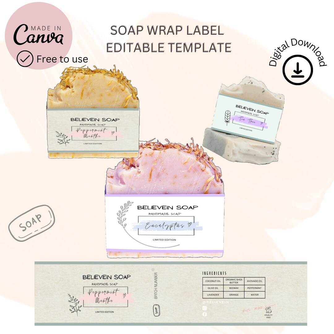 Editable Soap Label Template Custom Wrap Whipped Soap Label - Etsy
